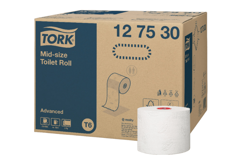 Tork® T6 Mid-size Toilet Paper 2-Ply 27x100 m Advanced White (127530 ...