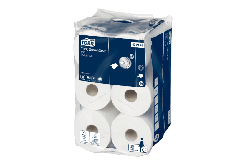 Tork SmartOne® T9 Mini Toilet Paper 2-ply 12x620 sheets Advanced White ...
