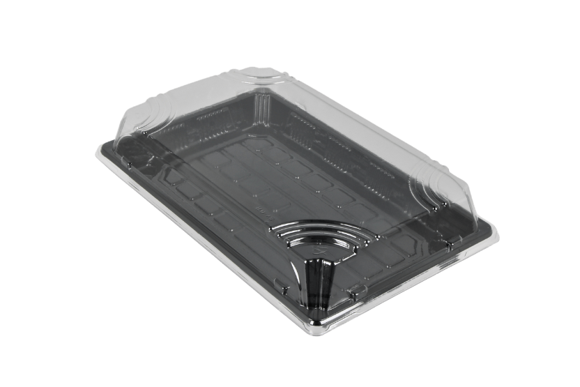 Sushi tray SY-07 + lid 215x135x20mm Black – TakeAware.nl